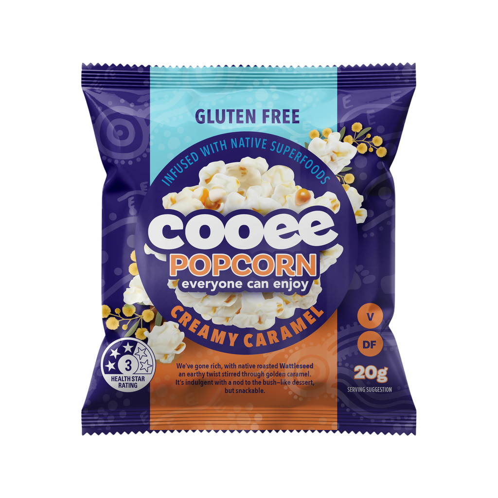Creamy Caramel Popcorn - Box of 100 packs – Cooee Native Superfoods